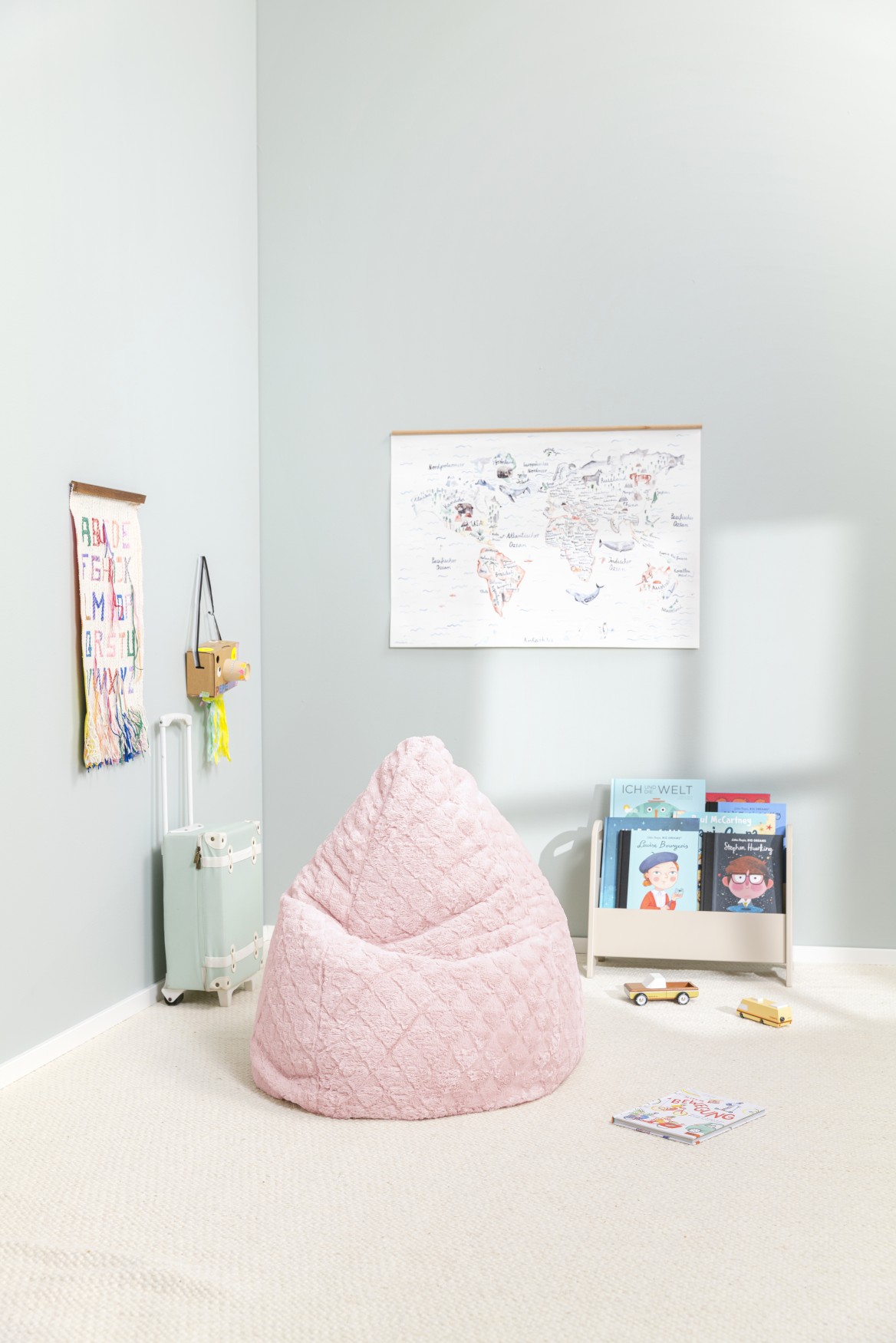 Kinder Zitzak BeanBag Fluffy Hearts L - Roze
